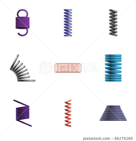 Spring coil icon set, cartoon style - Stock Illustration [66278160] - PIXTA