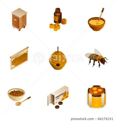 Honey propolis icon set, isometric style - Stock Illustration [66278241 ...