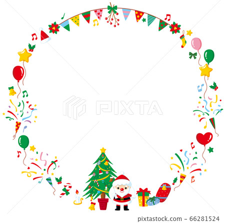 Christmas circle frame / Santa and tree - Stock Illustration [66281524 ...