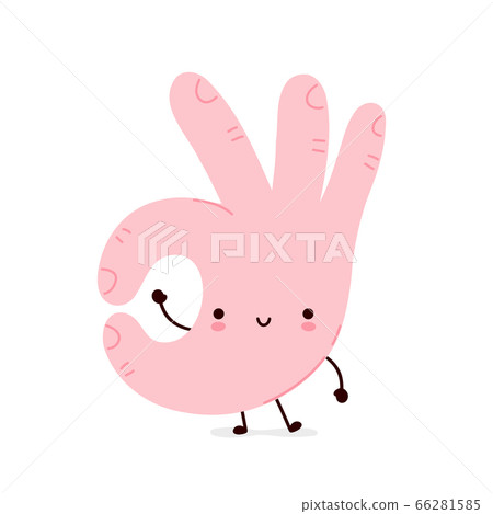Cute funny okay gesture. Vector -插圖素材 [66281585] - PIXTA圖庫
