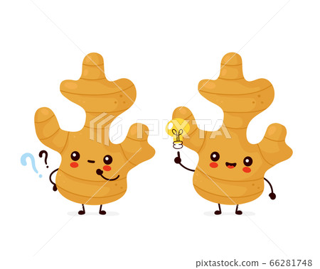 Cute happy funny ginger root with question mark - Stock Illustration ...