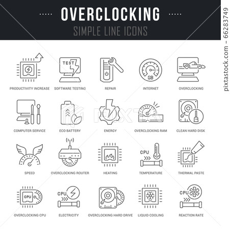 Set Vector Line Icons of Overclocking - Stock Illustration [66283749 ...