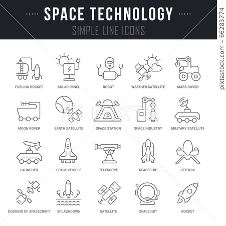 Set Vector Line Icons of Space Technology - Stock Illustration ...