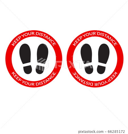 Keep your distance footprint sign sticker in... - Stock Illustration ...