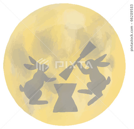 Full moon mochi with rabbit illustration... - Stock Illustration ...
