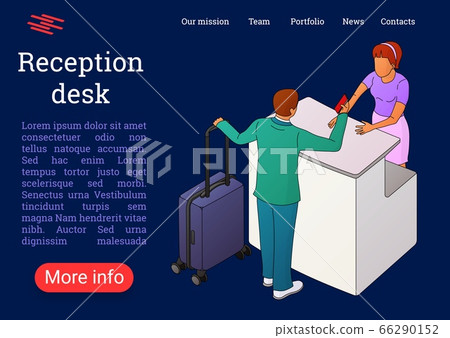 Two people interact near the reception or counter - Stock Illustration ...