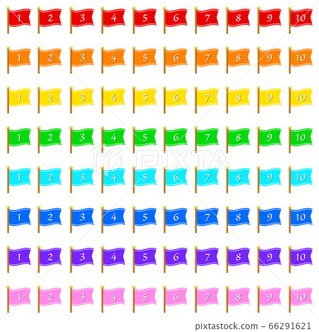 Colorful number icon set (flag/flag) - Stock Illustration [66291621 ...