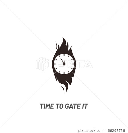 Clock in fire. Time logo - vector. Burning wall... - Stock Illustration ...