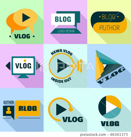 Modern vlog logo set, flat style - Stock Illustration [66301373] - PIXTA