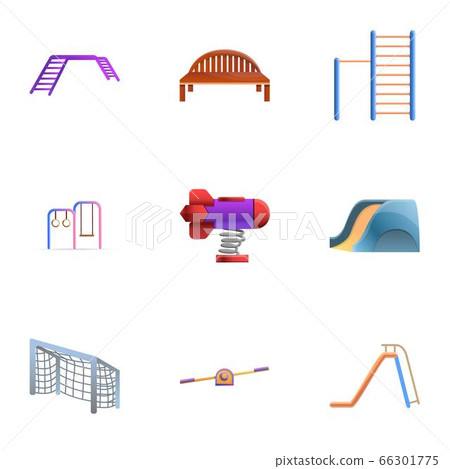 Park playground icon set, cartoon style - Stock Illustration [66301775 ...