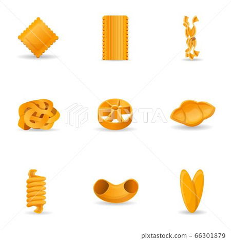 Delicious pasta icon set, cartoon style - Stock Illustration [66301879 ...