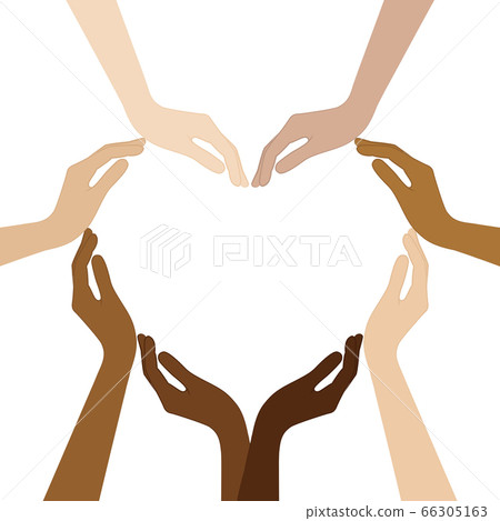 human hands with different skin colors form a... - Stock Illustration ...
