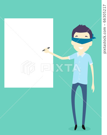 Man Icebreaker Blind Drawing Game Illustration - Stock Illustration ...