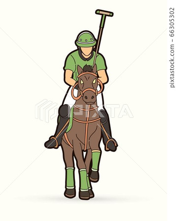 Horses Polo player action sport cartoon graphic... - Stock Illustration ...