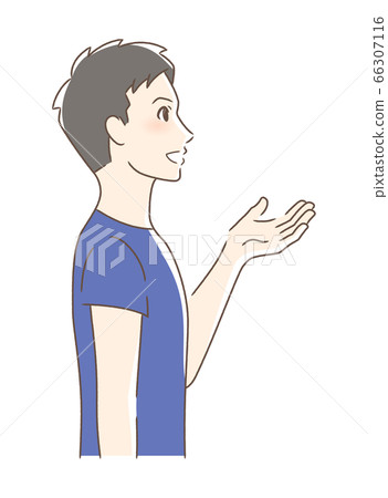 Side profile of a man holding his hand smiling - Stock Illustration ...