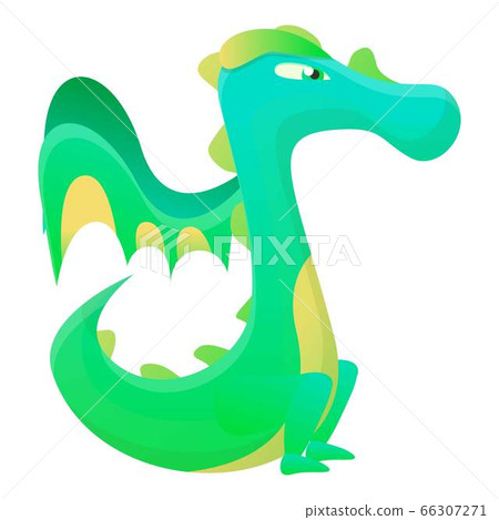 Green yellow dragon icon, cartoon style - Stock Illustration [66307271 ...