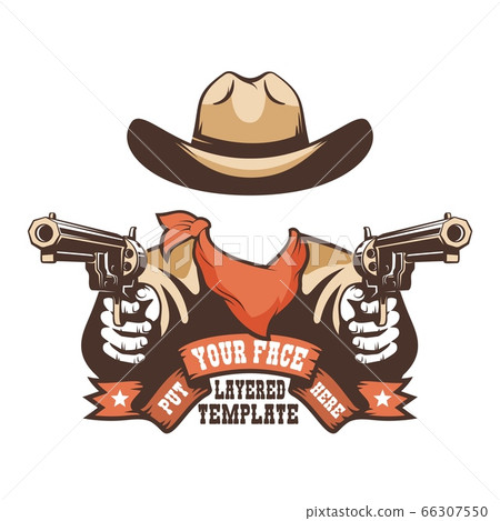 Western cowboy face template - Stock Illustration [66307550] - PIXTA