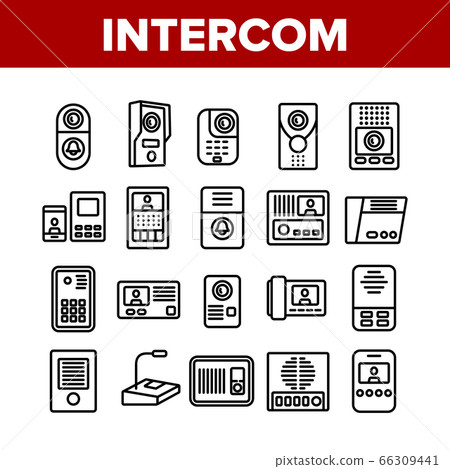 Intercom Communication Collection Icons Set Vector - Stock Illustration ...