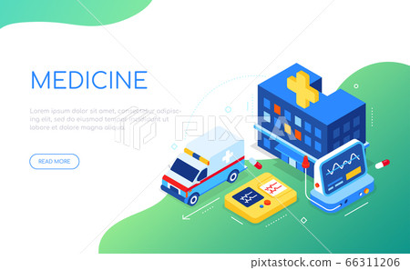 Medicine and hospital - colorful isometric web... - Stock Illustration ...
