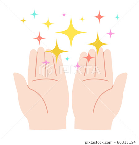 Glittering illustration in the palm of your hand - Stock Illustration ...