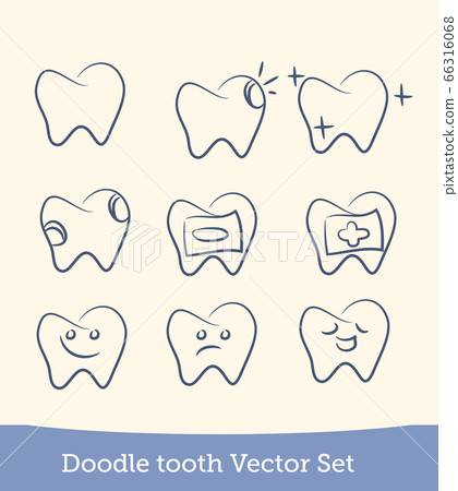 doodle teeth set isolated on white background.... - Stock Illustration ...