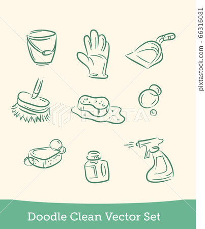doodle clean set isolated on white background.... - Stock Illustration ...