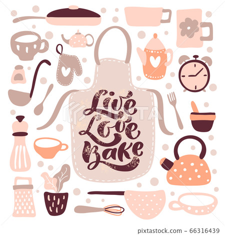 Greeting card Live love Bake calligraphy... - Stock Illustration ...