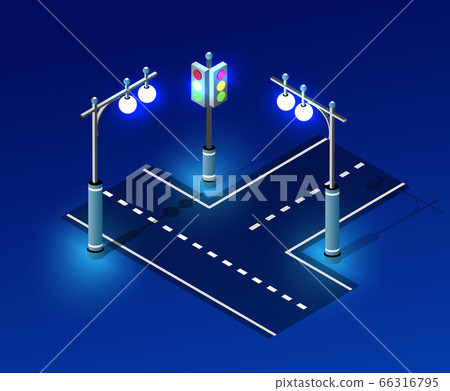 Isometric night light lighting ultra city... - Stock Illustration ...