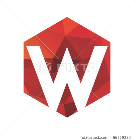 W red polygonal logo and vector icon - Stock Illustration [66319283 ...