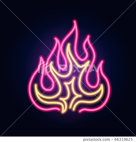 Neon Fire. Fashion sign. Night light signboard,... - Stock Illustration ...