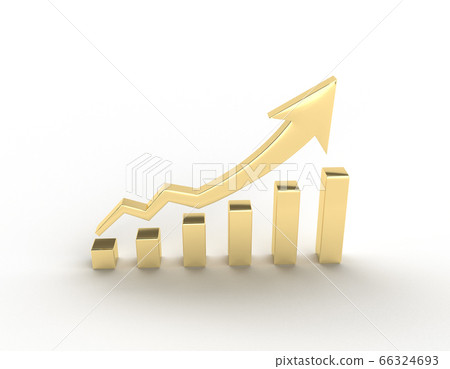 Golden business bar graph in 3d rendering on... - Stock Illustration ...