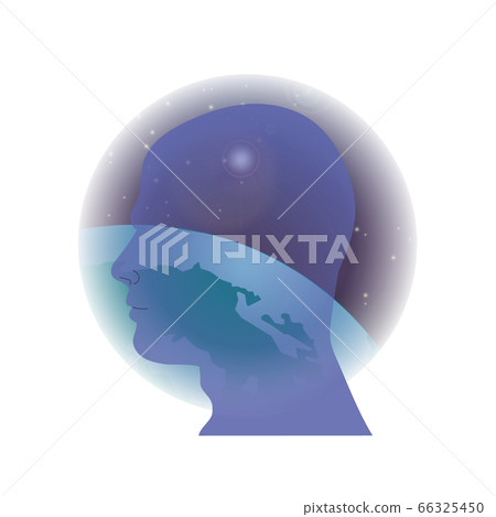 Meditation image side profile / space background - Stock Illustration ...