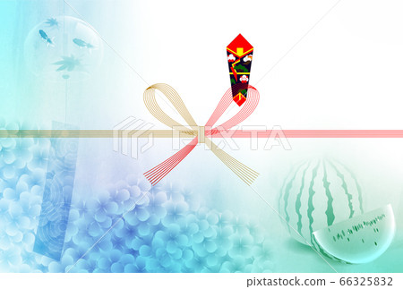 Noshi watermelon hydrangea background - Stock Illustration [66325832 ...