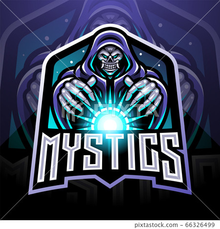 Skull wizard esport gaming mascot logo holding... - Stock Illustration ...