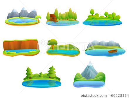 Lake icons set, cartoon style - Stock Illustration [66328324] - PIXTA