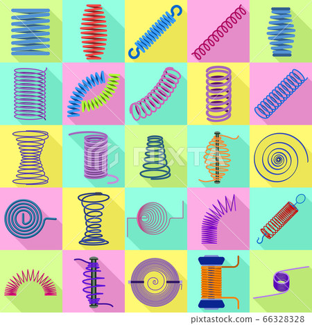 Coil icons set, flat style - Stock Illustration [66328328] - PIXTA