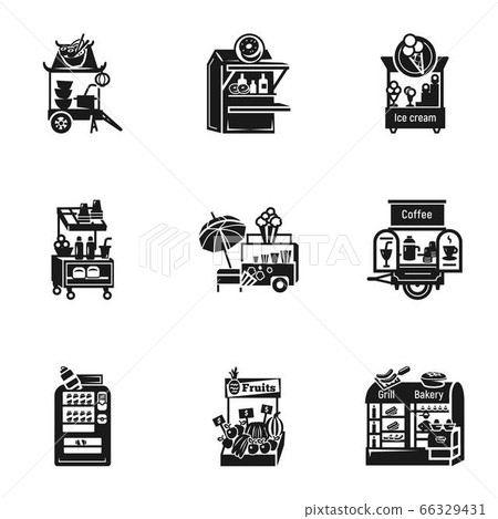 City street shop icon set, simple style - Stock Illustration [66329431 ...