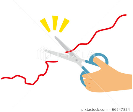 Illustration of cutting red thread with scissors - Stock Illustration ...