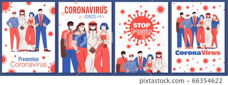 Vector set of posters Stop coronavirus. - Stock Illustration [66354622 ...