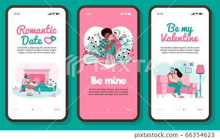 Romantic Valentine dating app banner set,... - Stock Illustration ...