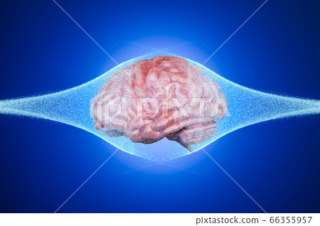 Human Brain with light waves, 3D rendering - Stock Illustration ...