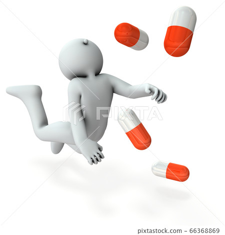 A falling character. Drug dependence. 3D rendering - Stock Illustration ...