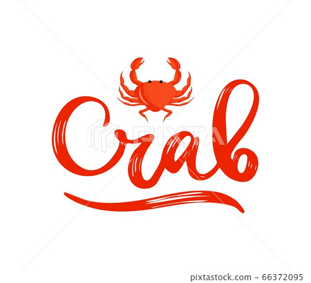 Crab logo with illustration of sea red animal.... - Stock Illustration ...