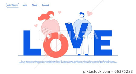 Love, romance, relationship promotion landing page - Stock Illustration ...