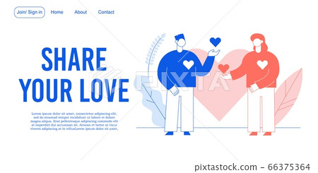 Share love relationship development landing page - Stock Illustration ...
