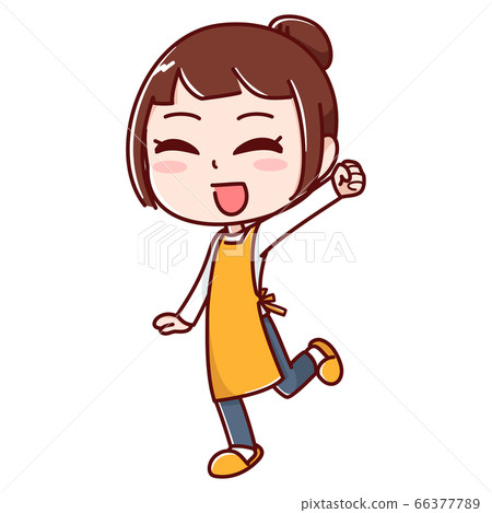 A smiling woman with one leg + one arm - Stock Illustration [66377789 ...