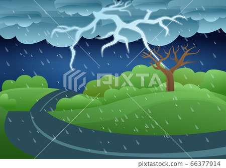 Thunderstorm storm concept banner, cartoon style - Stock Illustration ...