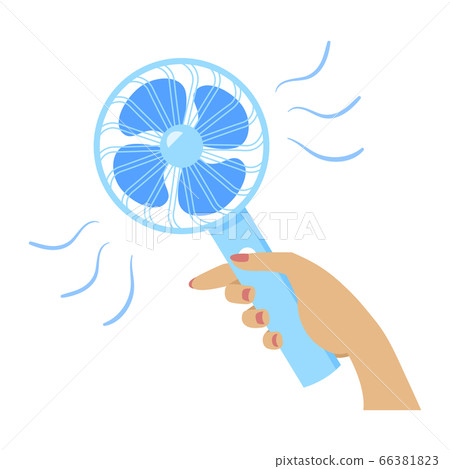 Illustration of a brown hand with a handy fan... - Stock Illustration ...