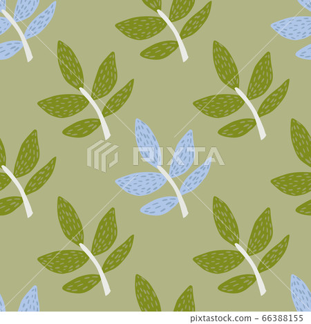 Geometric branches with leaves seamless pattern on - Stock Illustration ...