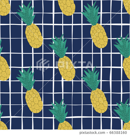 Doodle pineapple seamless pattern on lines - Stock Illustration ...
